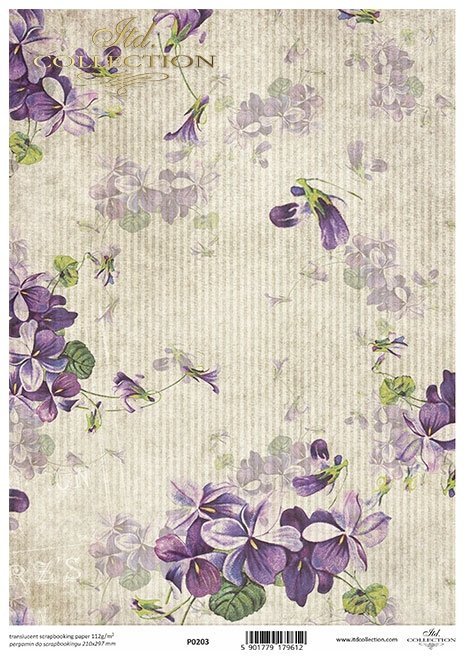 translucent scrapbooking paper P0203 * violet, flowers, violets ...