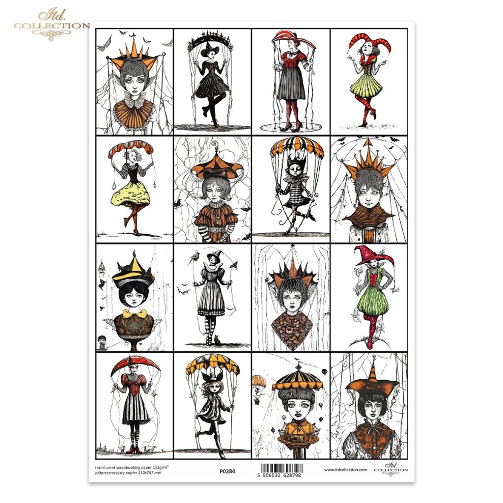 translucent scrapbooking paper P0284 * dark characters, women