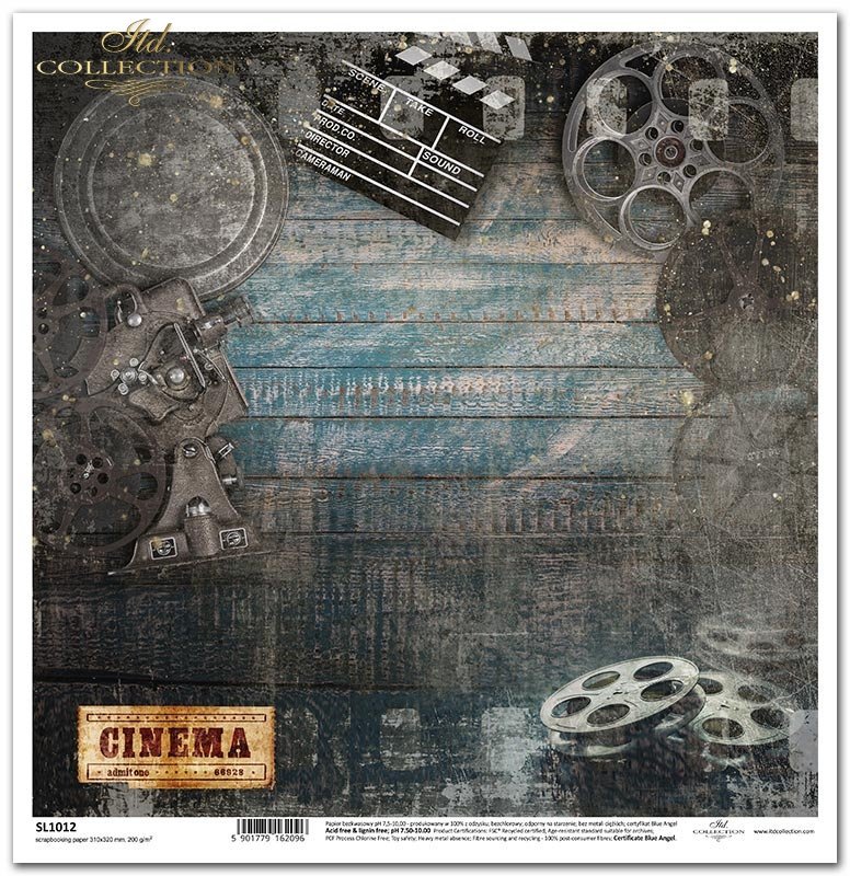 scrapbooking paper SL1012 * Series - Magic of cinema - reels, boards ...