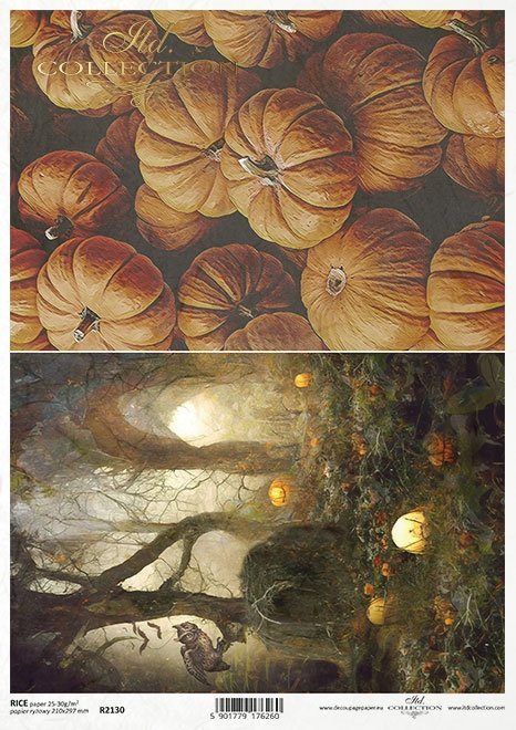 Rice paper R2130*Series - Halloween - dark forest, ghosts, pumpkins ...