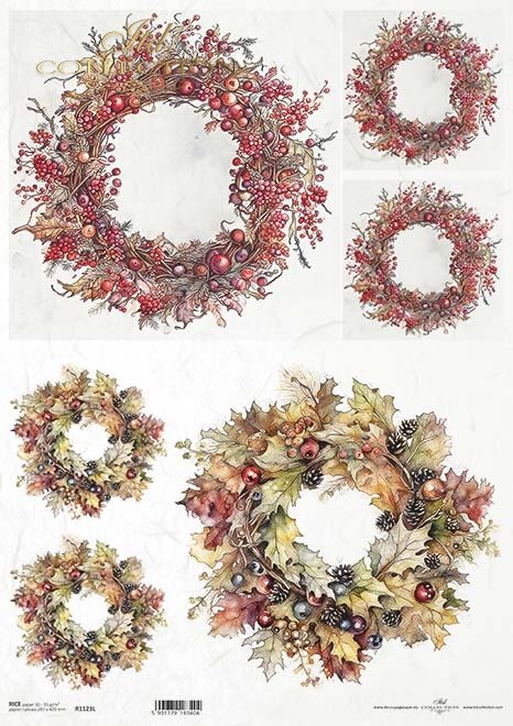 Rice paper A3 R1123L - autumn wreaths, autumn