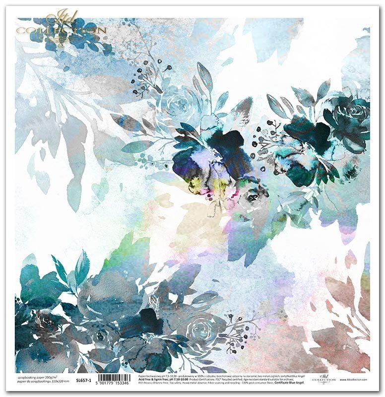 scrapbooking paper SL657-1 * The Secrets - Elven Valley. Dark blue and ...