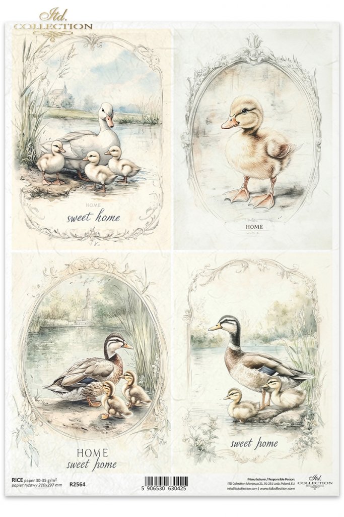 Rice paper R2564 * ducks, ducklings, country animals, spring climate ...