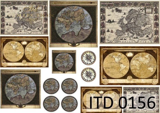 Decoupage paper ITD 0156 - decoupage classical paper very old maps ...