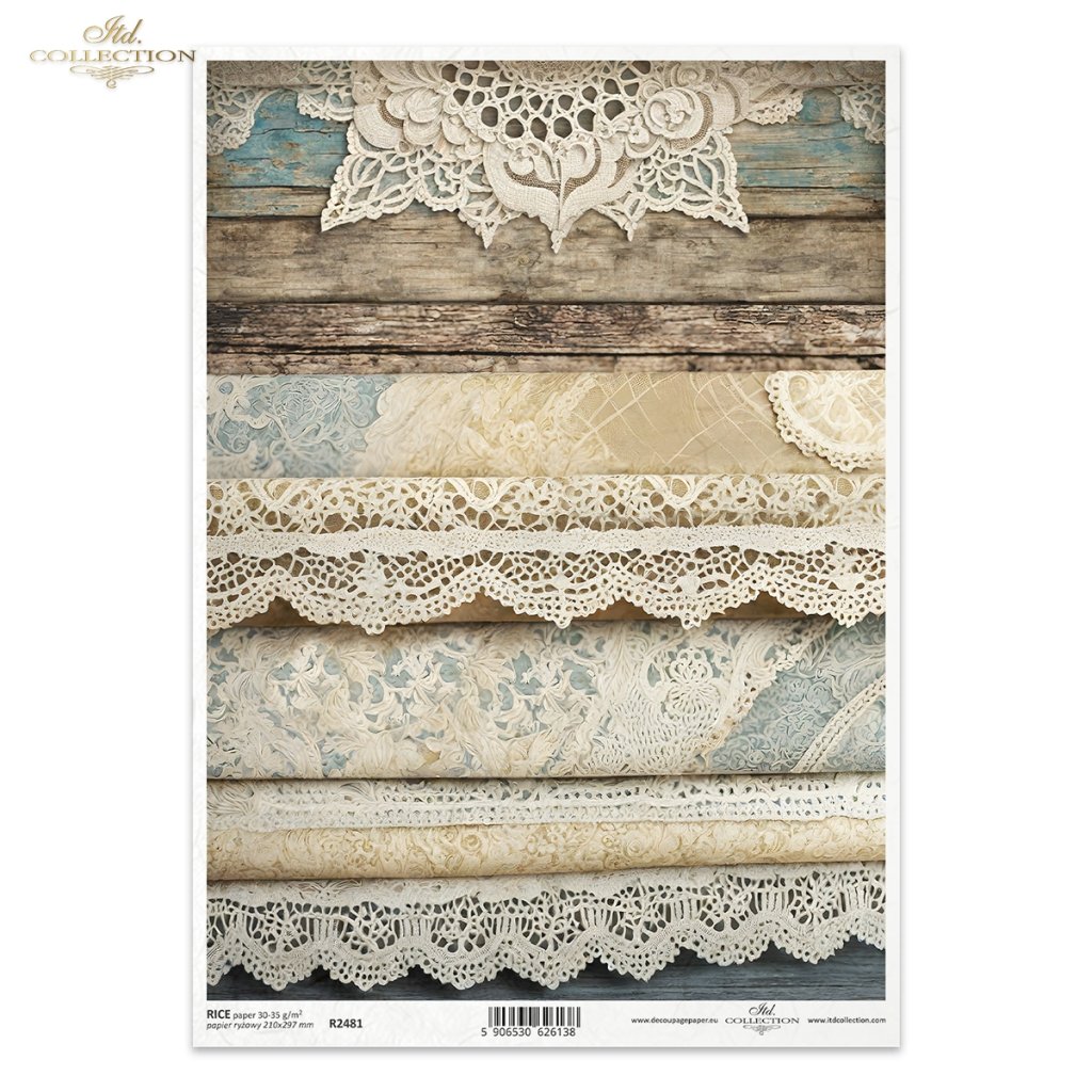 Rice paper R2481 * wood, lace, boards, rustic style
