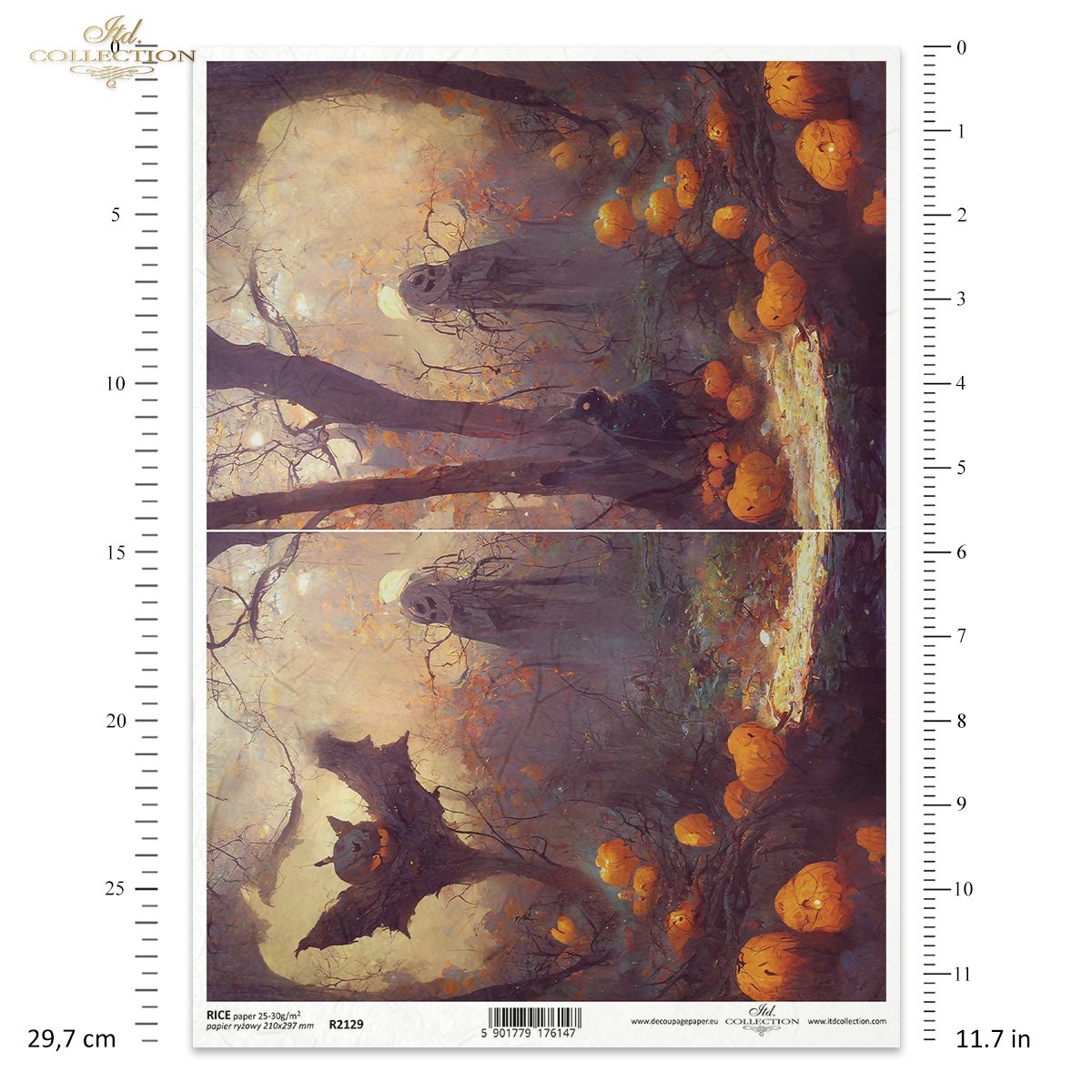 Rice paper R2129*Series - Halloween - dark forest, ghosts, pumpkins ...