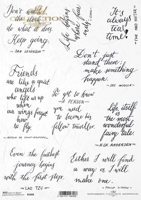Rice paper R1608 - subtitles, sentences, quotes, beautiful letters ...