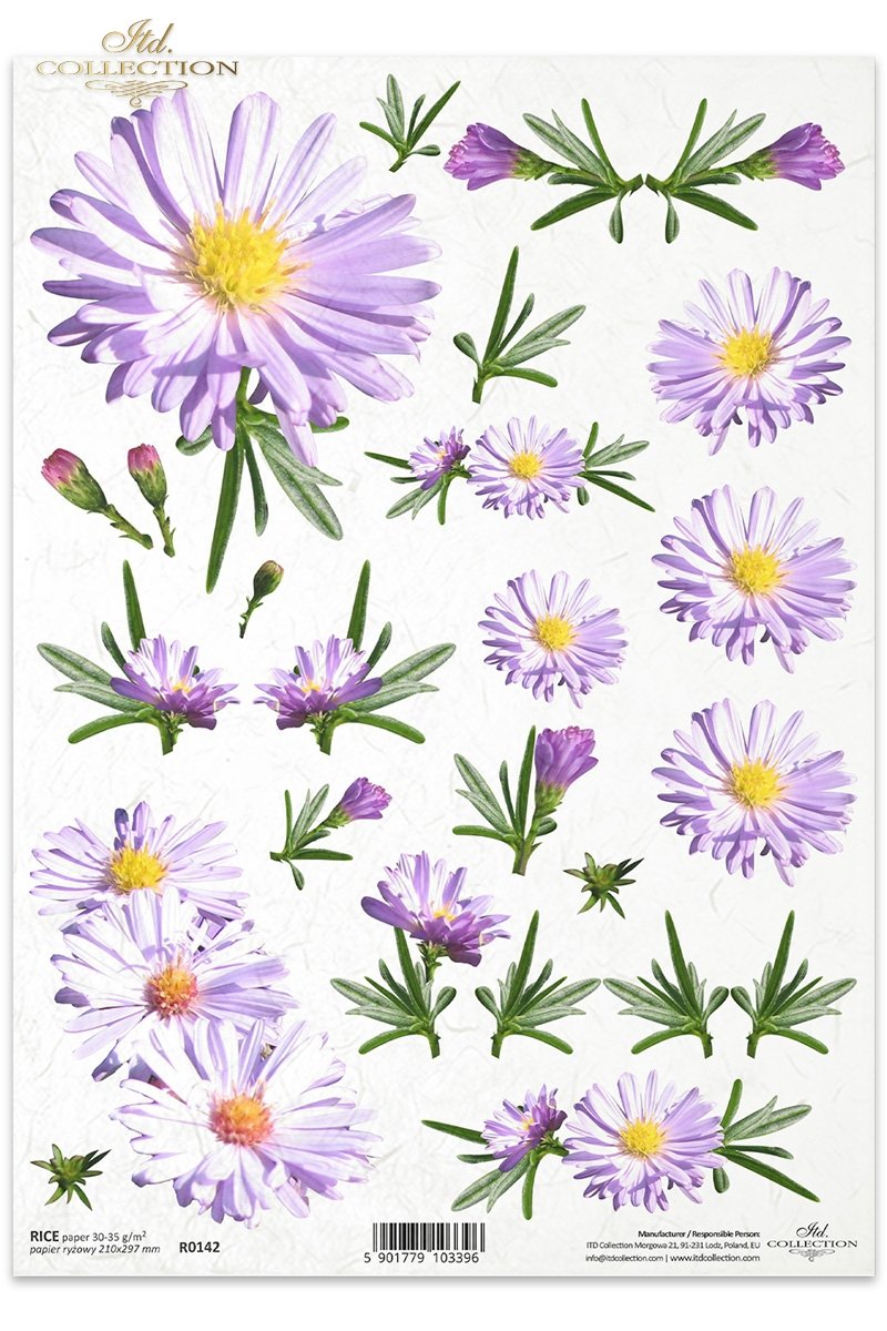 Rice paper R142 - daisy, white flowers with yellow centers