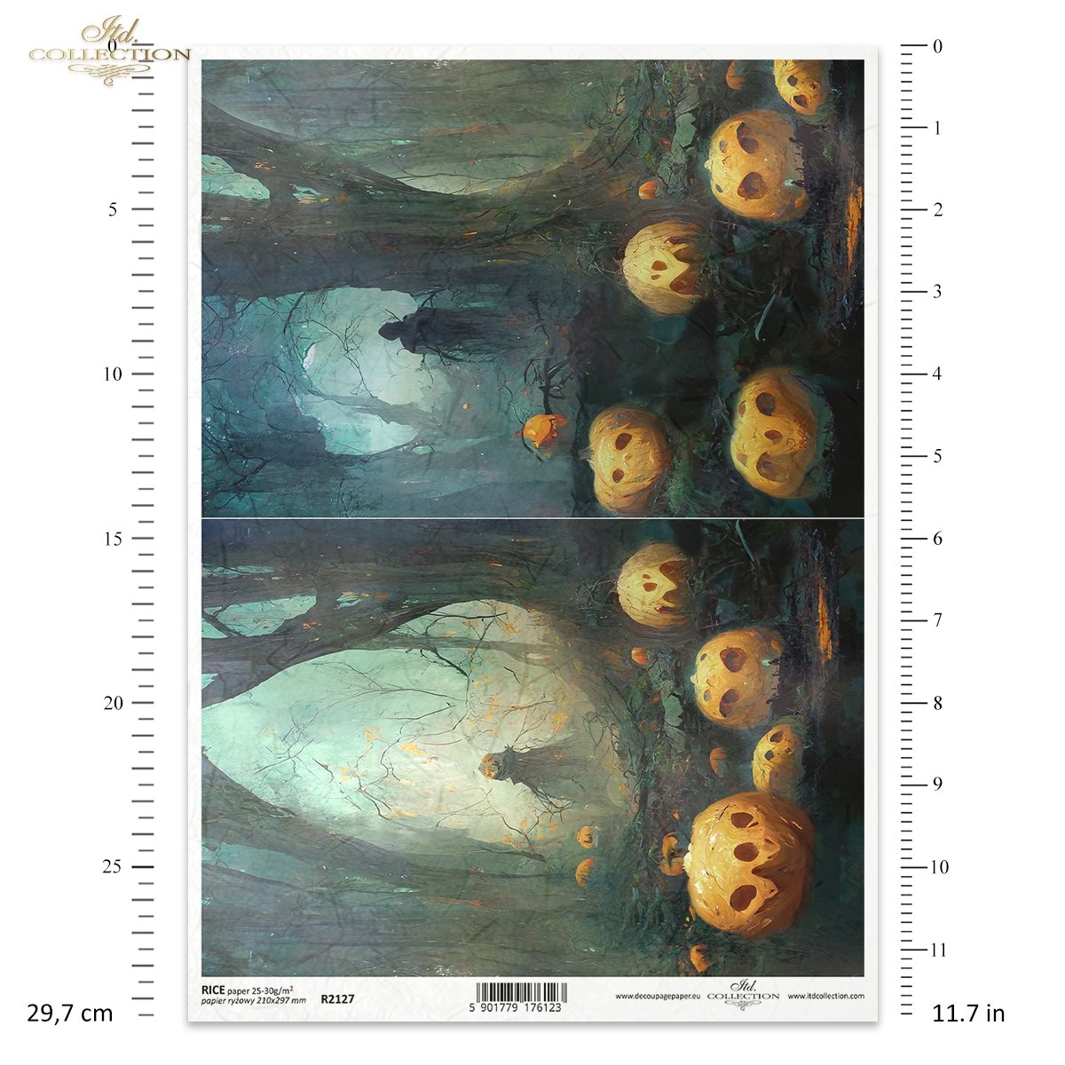 Rice paper R2127*Series - Halloween - dark forest, ghosts, pumpkins ...