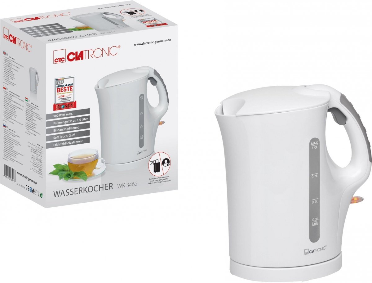 Czajnik elektryczny bezprzewodowy 1L Clatronic WK 3462 (biały ...